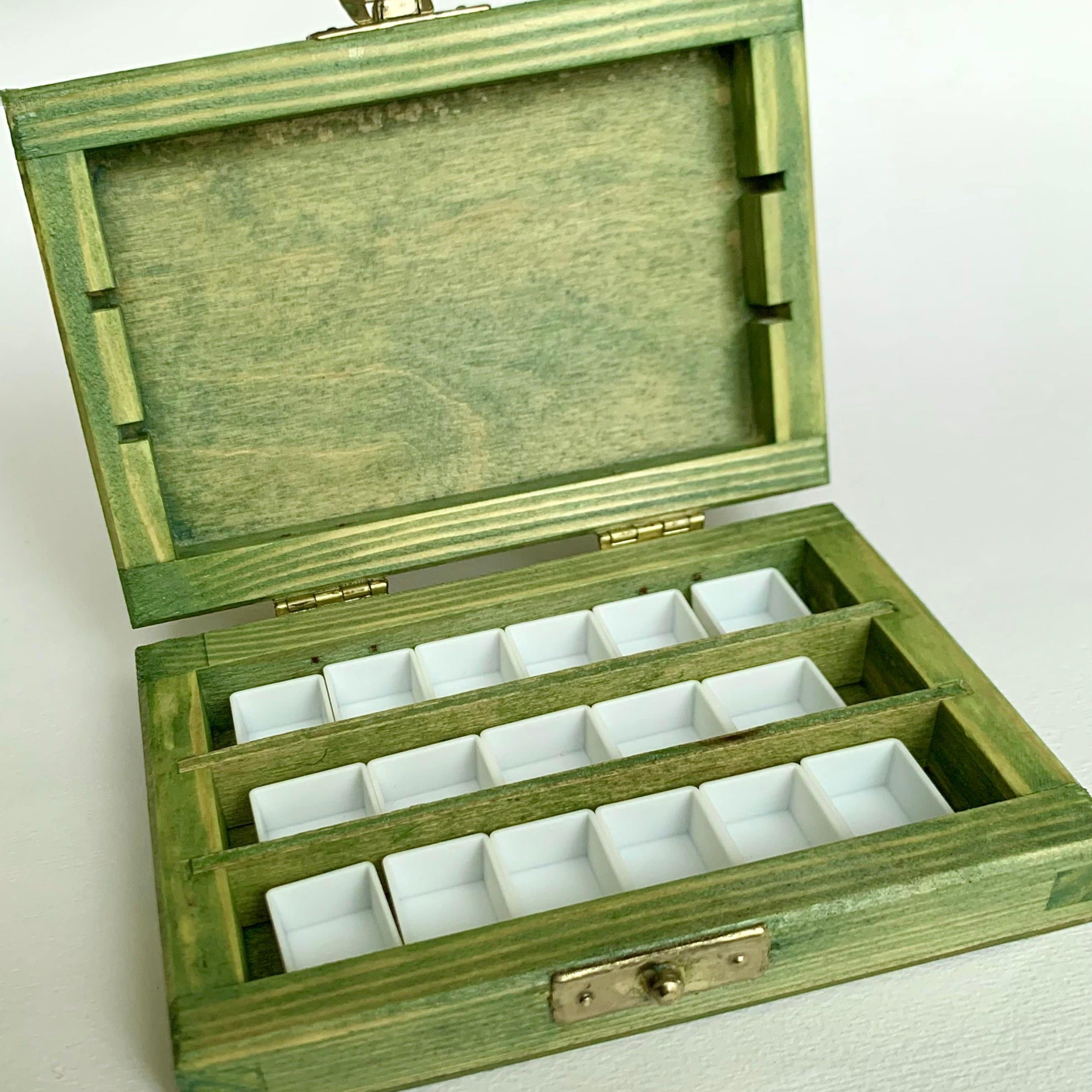 Wooden box for watercolor storage. Watercolor half pan wooden box ...