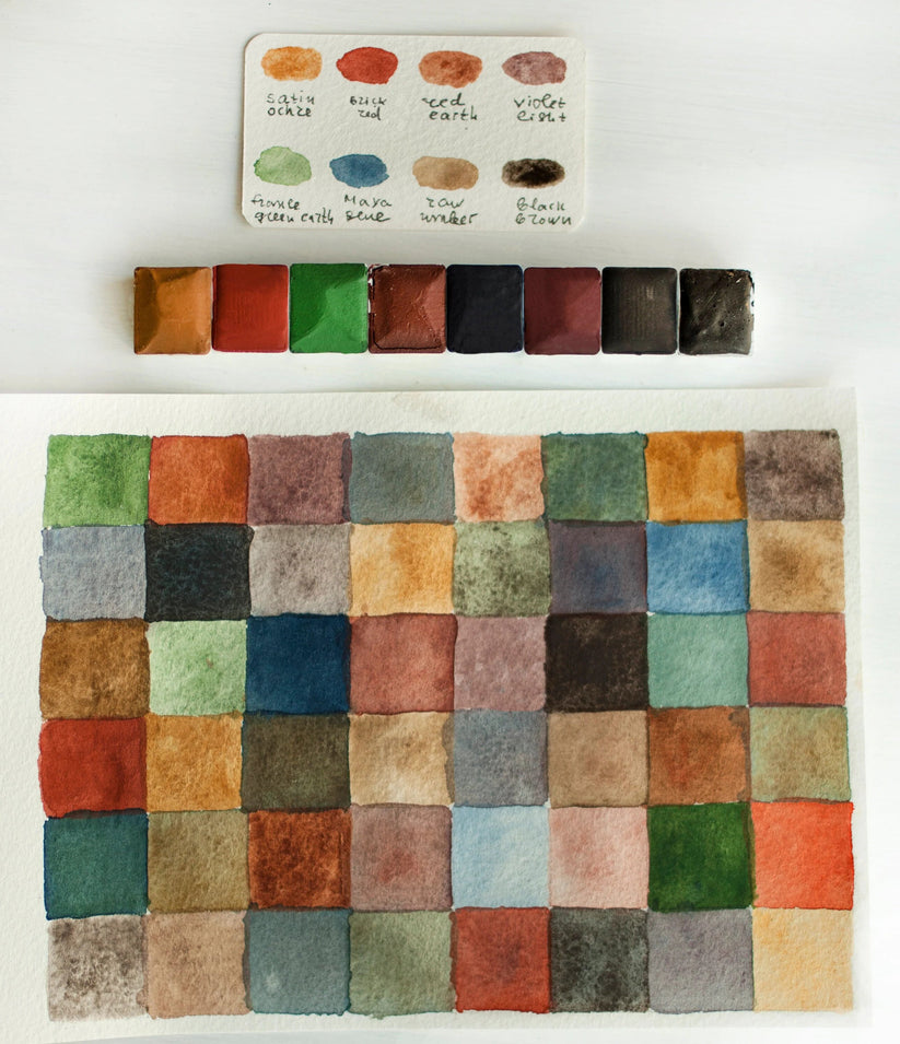 Handmade watercolor paint set - 8 artisan colors. Selection 12 ...