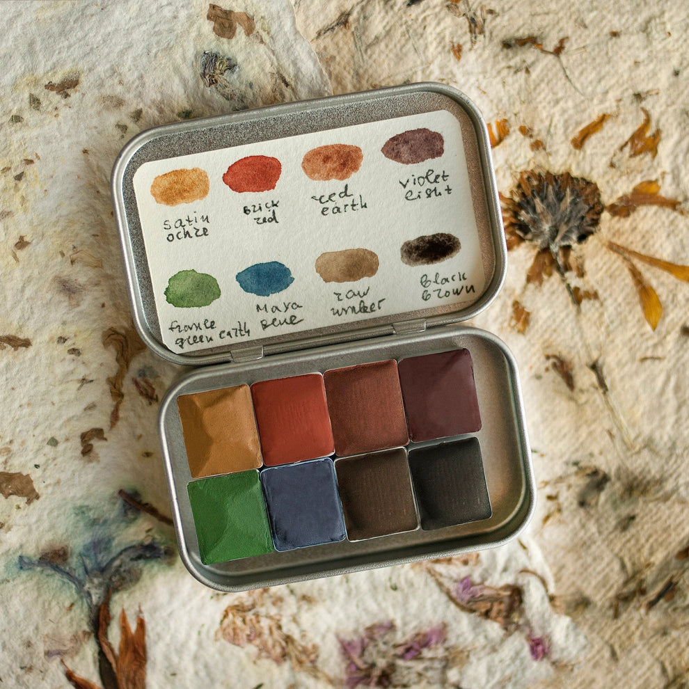Handmade watercolor paint set - 8 artisan colors. Selection 12 ...